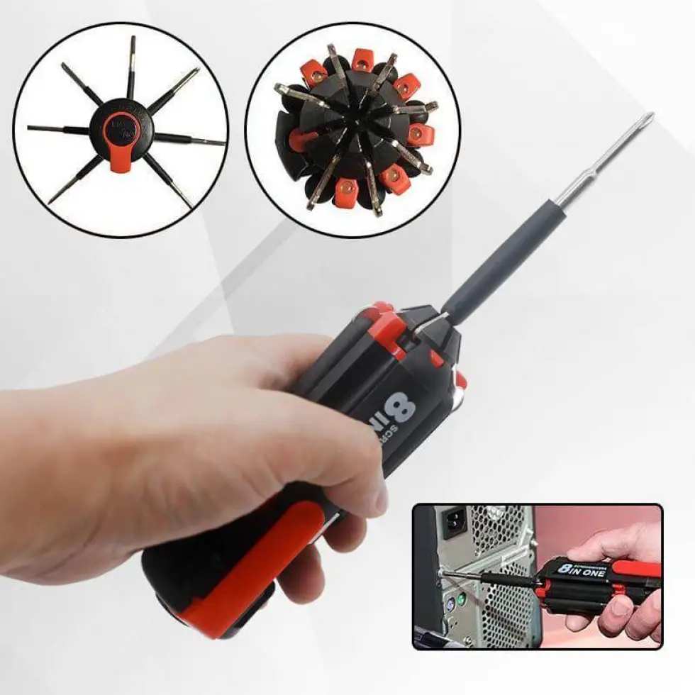 8 in 1 Screwdrivers Tool with Flashlight - E-Shopway