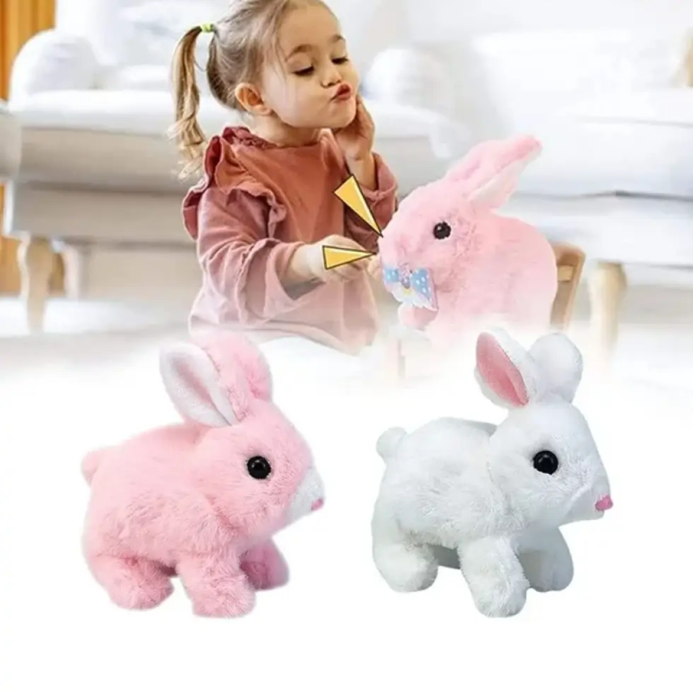2Pcs- Electronic Rabbit Toy Easter Bunnies Can Walk and Talk - E-Shopway