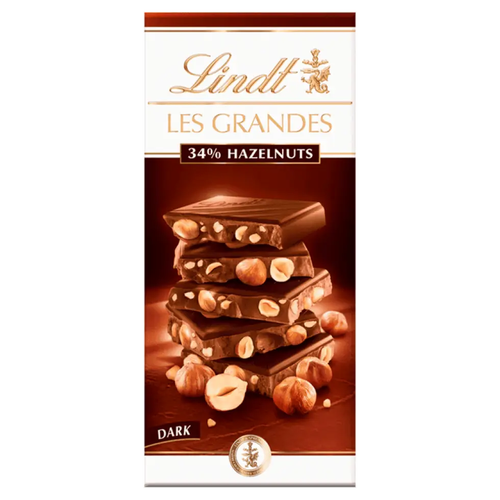 Lindt Les Grandes Hazelnuts Dark Chocolate 150g - welcome to food gallery