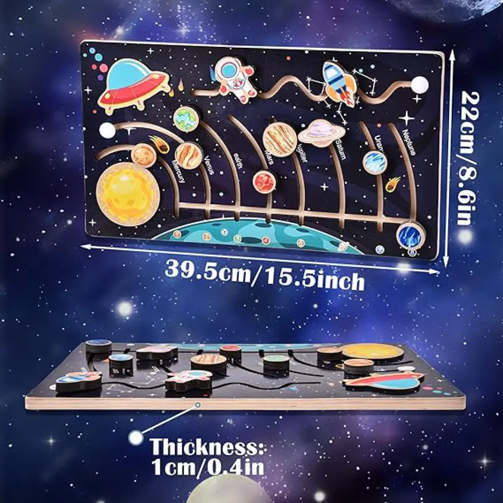 Wooden Solar System Maze Board Educational Toy Montessori Slide Puzzle ...