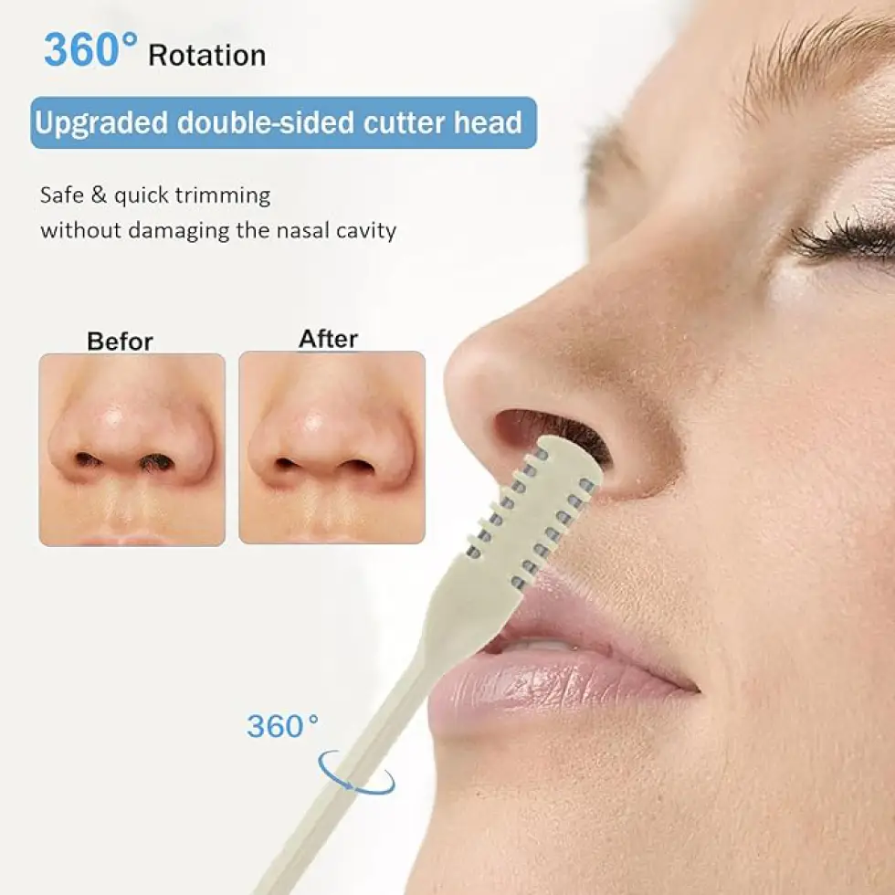 Double Head 360° Rotating Nose Hair Cut Trimmer for Women and Men (3pcs ...