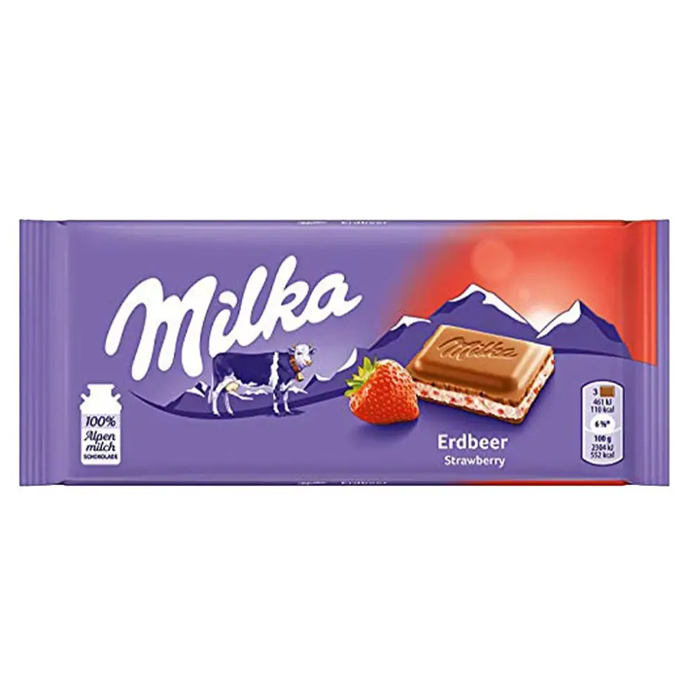 Milka Strawberry Chocolate 100g - TeddyBear BD