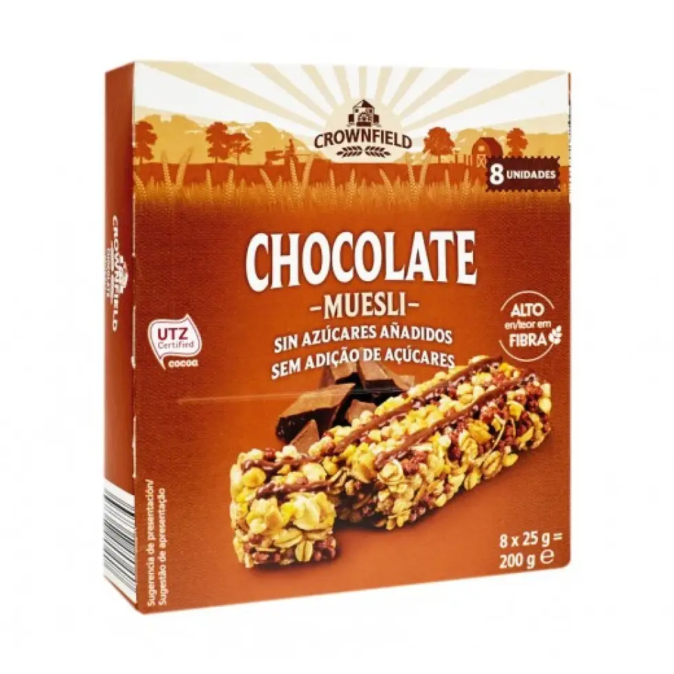 Chocolate muesli bar Crownfield 8pcs 200g - teddybearbd.com