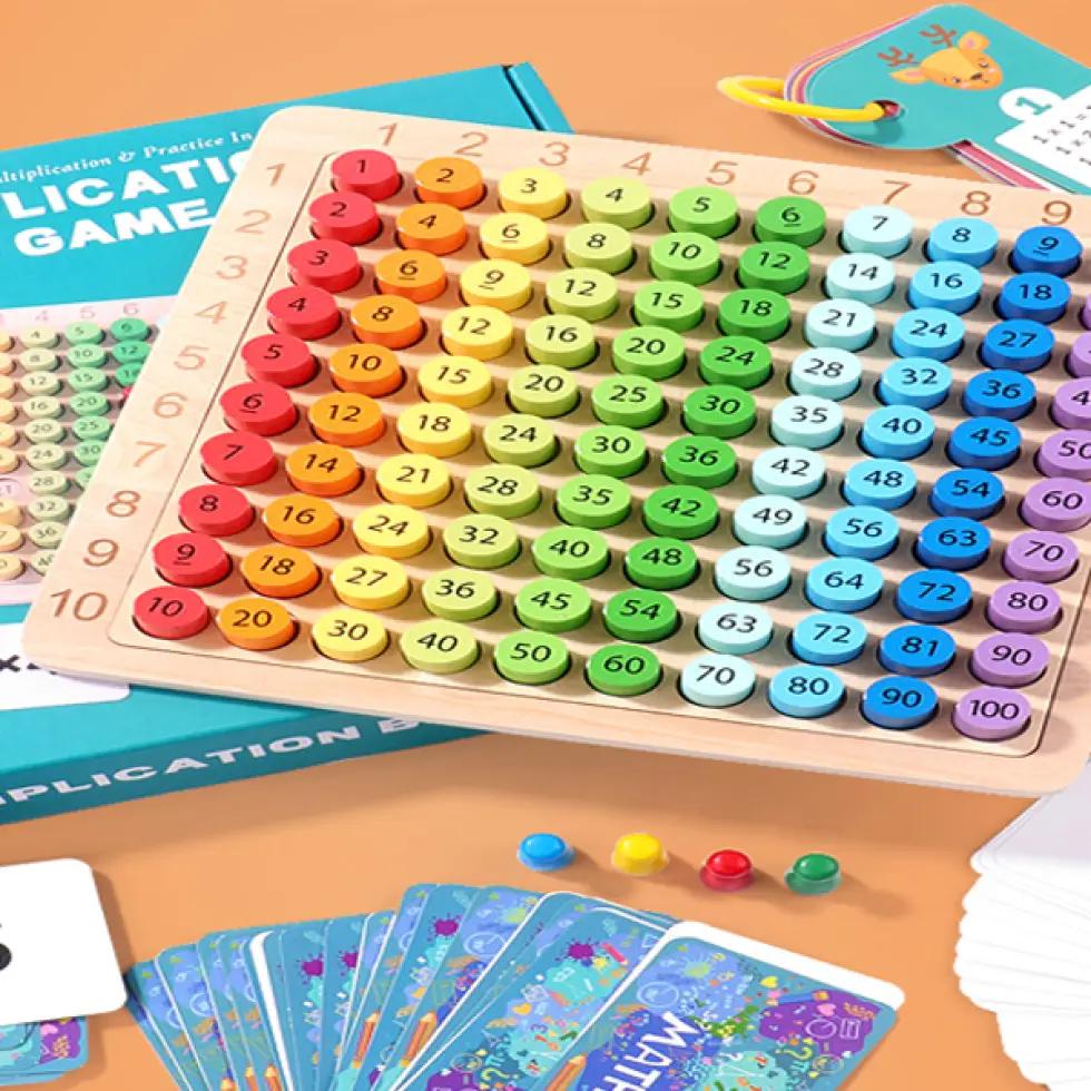 Wood Match Multiplication Toy, 3 in 1 Children Multiplication Board for ...