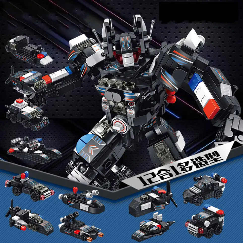 Preschool educational stem toy 577 pcs DIY super pioneer robot block 12 ...